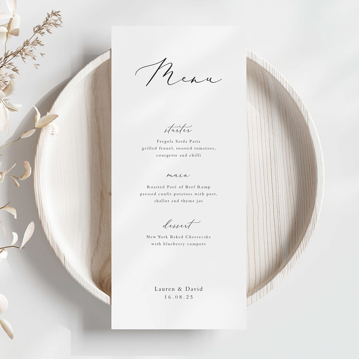 Menu Cards | Wedding Stationery | Peony & Rose
